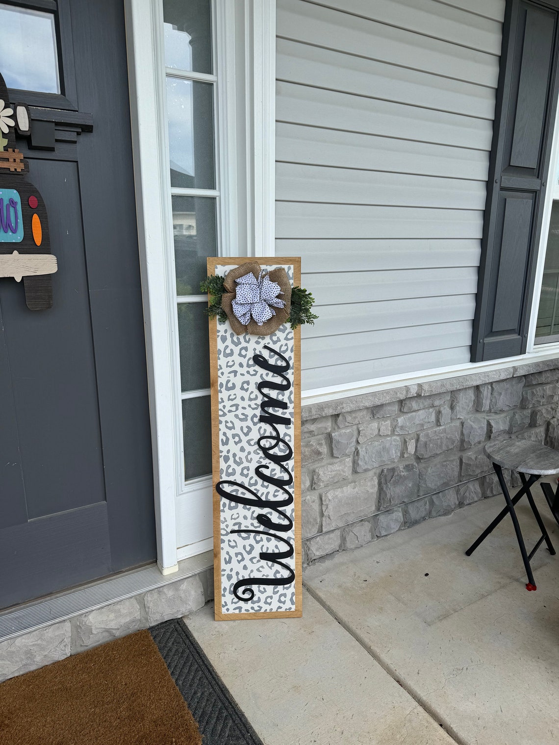 Welcome Leopard Print Porch Leaning Sign/ Welcome Leaning Sign/ Leopard ...
