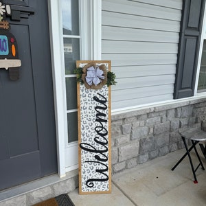 Welcome Leopard Print Porch Leaning Sign/ Welcome Leaning Sign/ Leopard ...