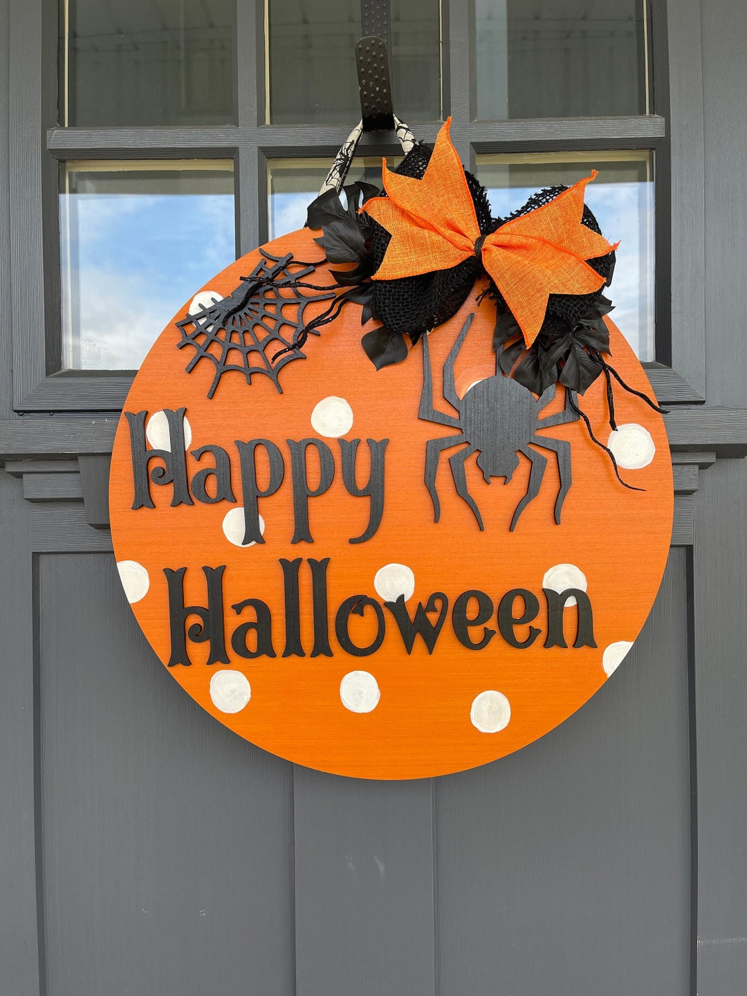 Halloween Door Hanger Halloween Spider Door Hanger Porch Round Sign ...