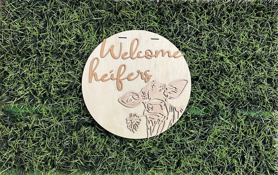Welcome Heifers Cow DIY Unfinished Door Hanger - Etsy