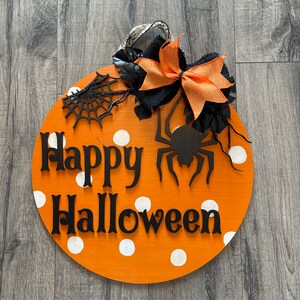 Halloween Door Hanger Halloween Spider Door Hanger Porch Round Sign ...