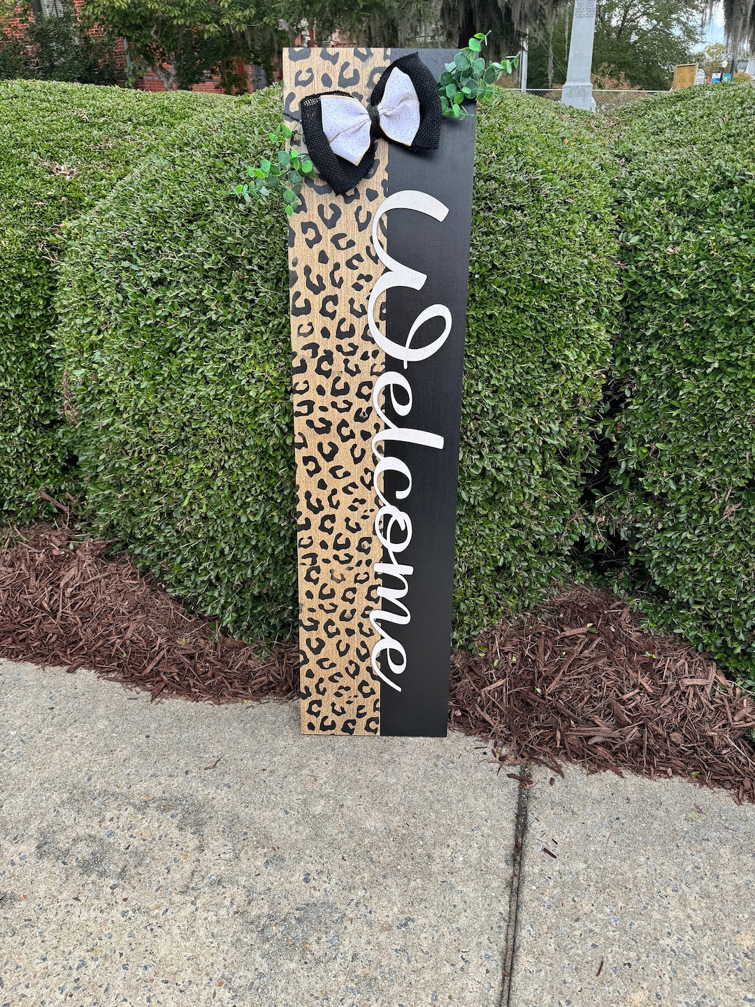 Welcome Leopard Print Porch Leaning Sign/ Welcome Leaning Sign/ Leopard ...