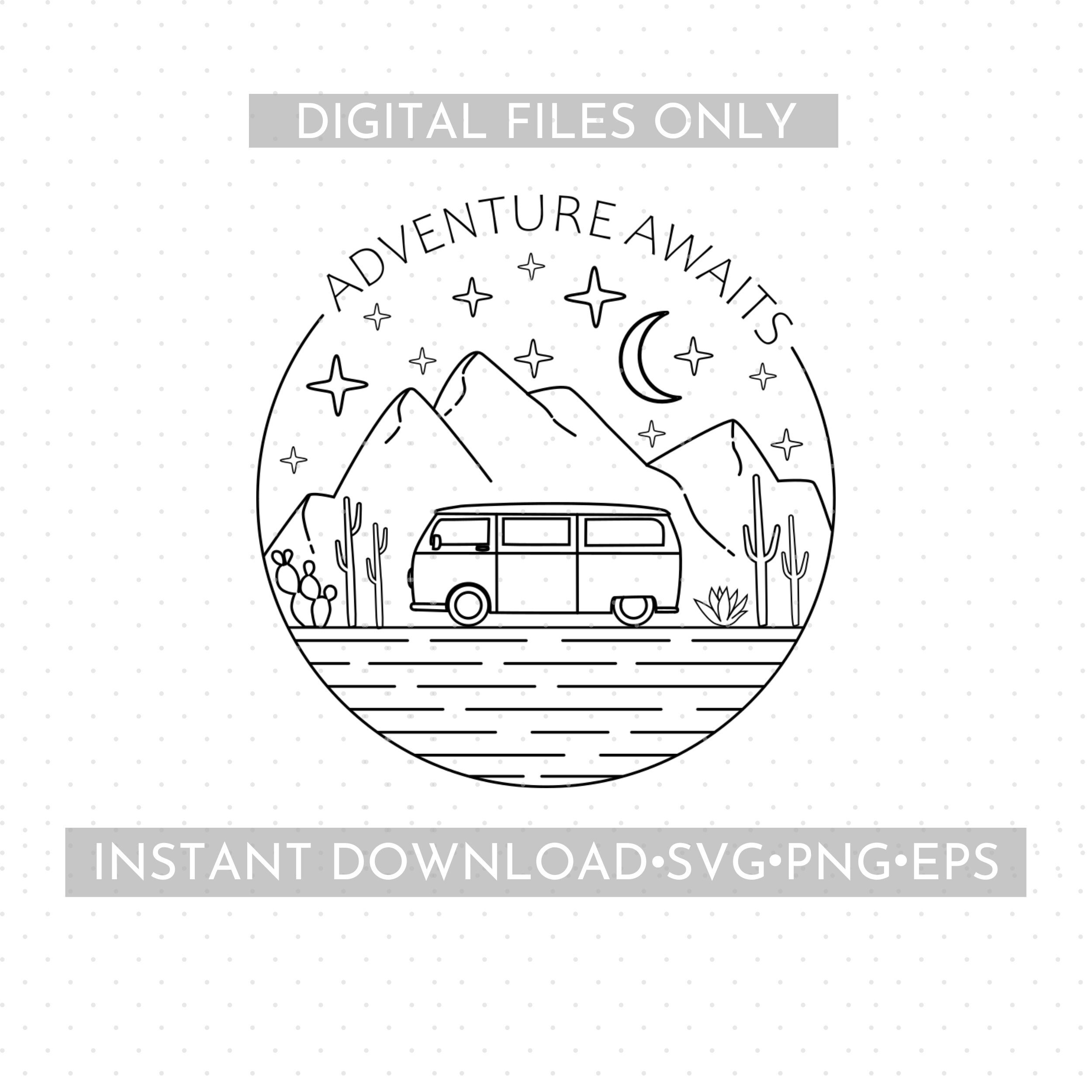 Adventure Svg Adventure Awaits Road Trip Svg Mountain Svg Road Trip ...