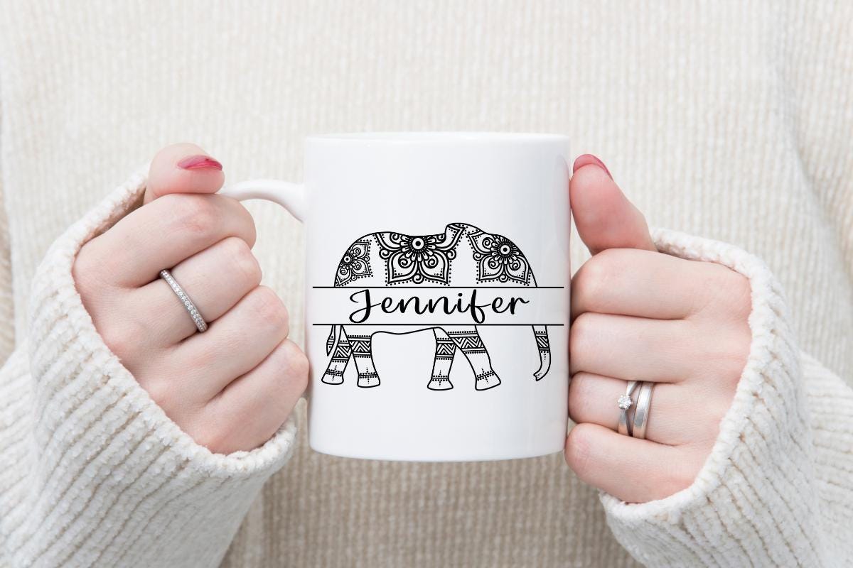 Elephant Split Monogram Svg Boho Elephant Svg Split Monogram Cut File ...