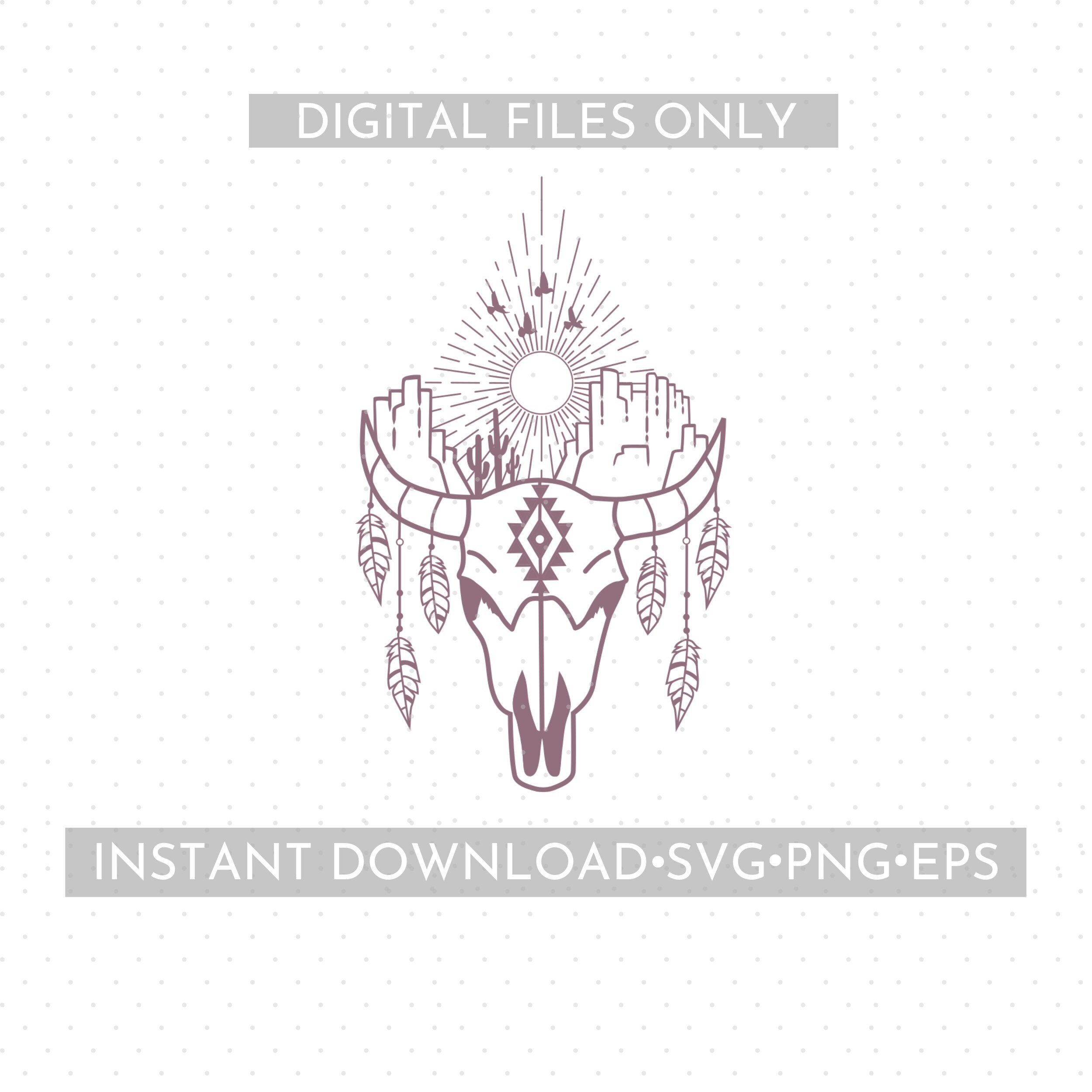 Southwest Svg Bull Skull Svg Desert Art Svg Boho Design Svg Nature Svg ...