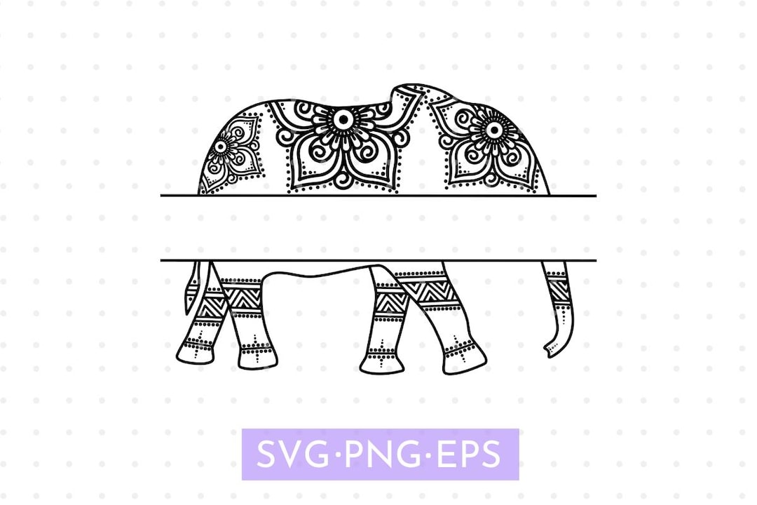 Elephant Split Monogram Svg Boho Elephant Svg Split Monogram Cut File ...