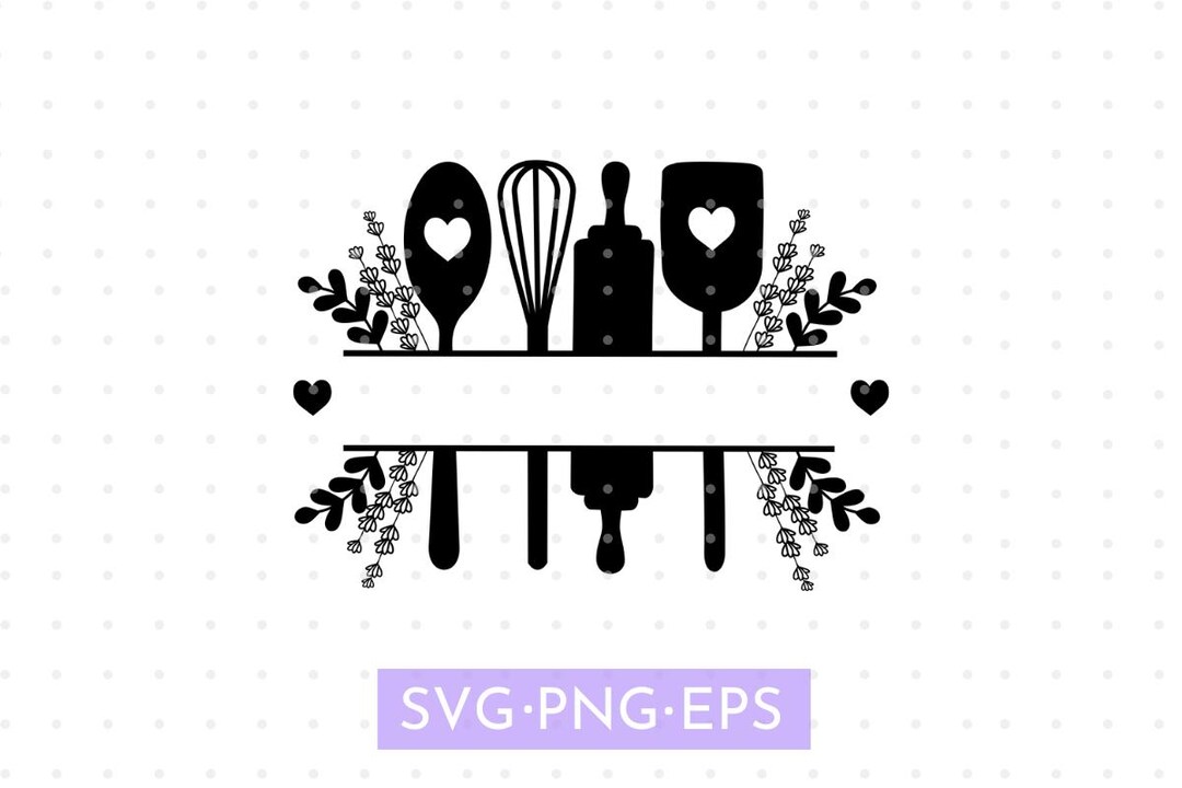 Kitchen Split Monogram SVG: Cooking Clipart Cut File (digital Download ...
