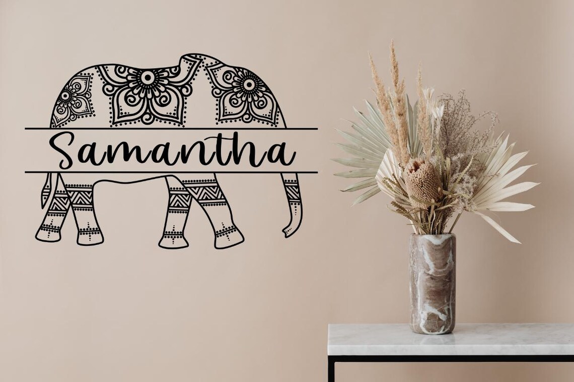 Boho Elephant Split Monogram Svg Mandala Cut File - Etsy