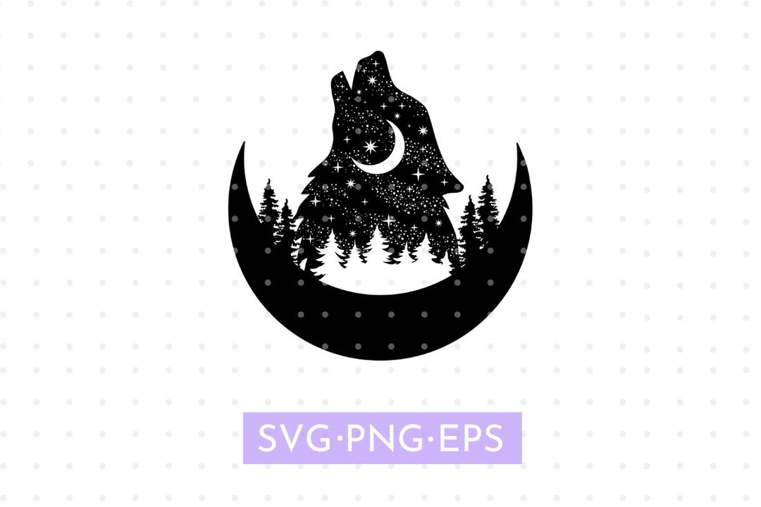 Wolf Moon Nature Scene SVG Clipart Illustration (digital Download) - Etsy