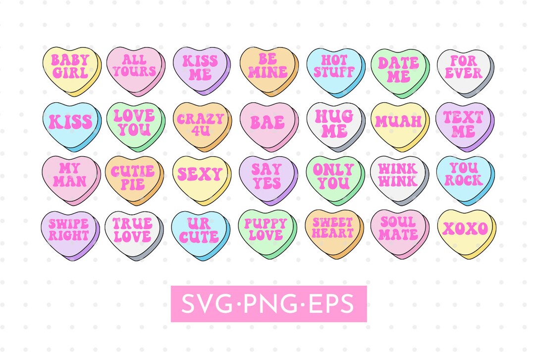 Candy Heart Clipart Bundle Valentines Day Svg Valentines Vector Candy ...