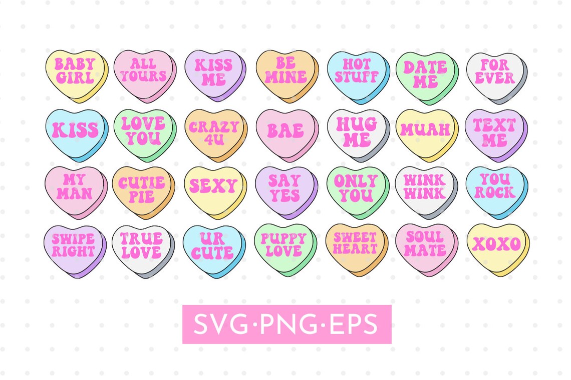 Candy Heart Clipart Bundle Valentines Day Svg Valentines Vector Candy ...