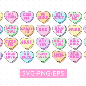 Candy Heart Clipart Bundle: Valentine's Day SVG, PNG, EPS (digital ...
