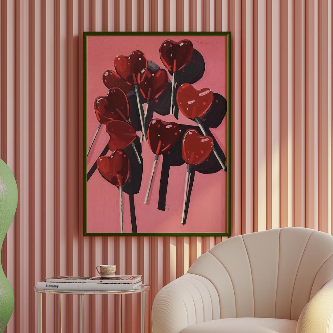 Heart Lollipop Print: Sweet Candy Wall Art, Teen Room Decor (digital ...