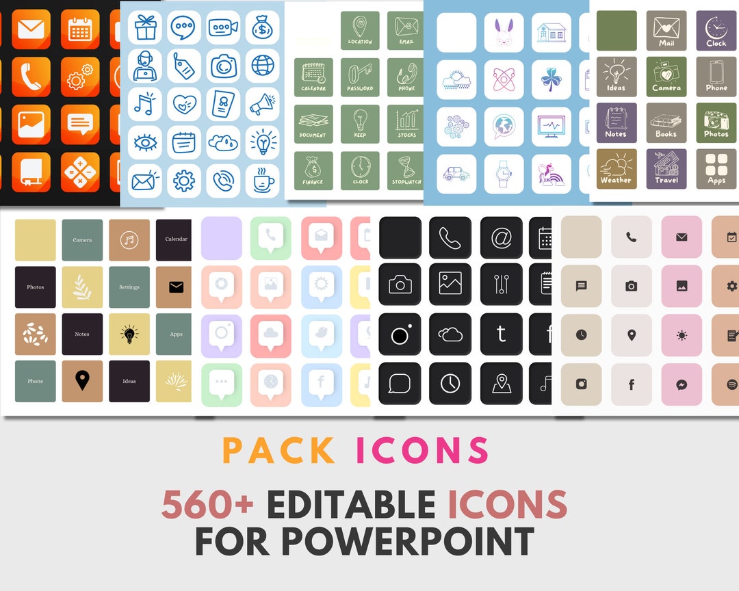 560 Editable Powerpoint Icons Powerpoint Template & Fully - Etsy