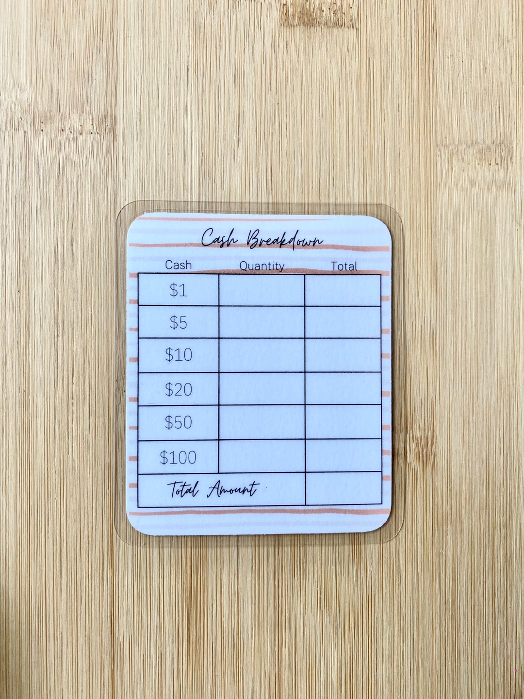 Cash Breakdown Slip, Bank Teller Slip, Cash Withdraws, Line Design Cash ...