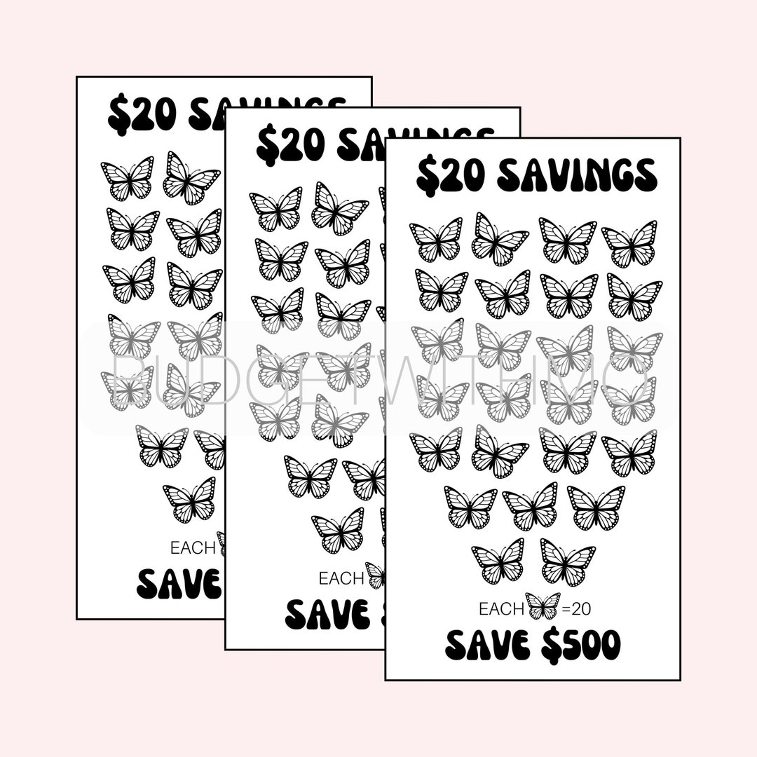 Digital Savings Challenge, Printable Savings Challenge, 20 Dollar ...