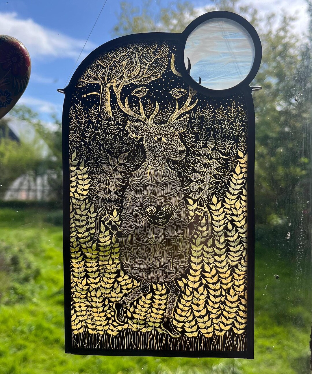 Hand Painted Ghost Caribou Stained Glass Panel - Etsy UK