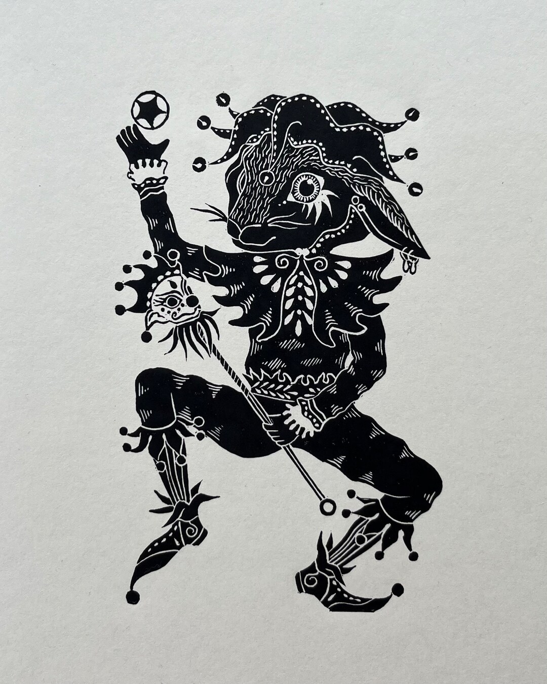 The Jester Hare Linocut Print - Etsy