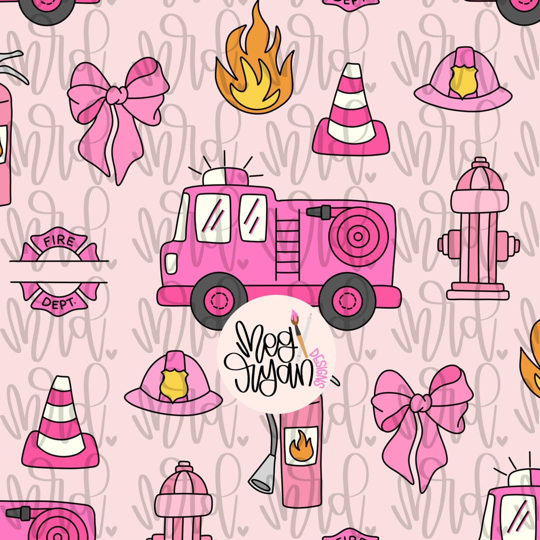 Pink Firefighter Pattern | Firefighter Wife | Pink Coquette Pattern ...