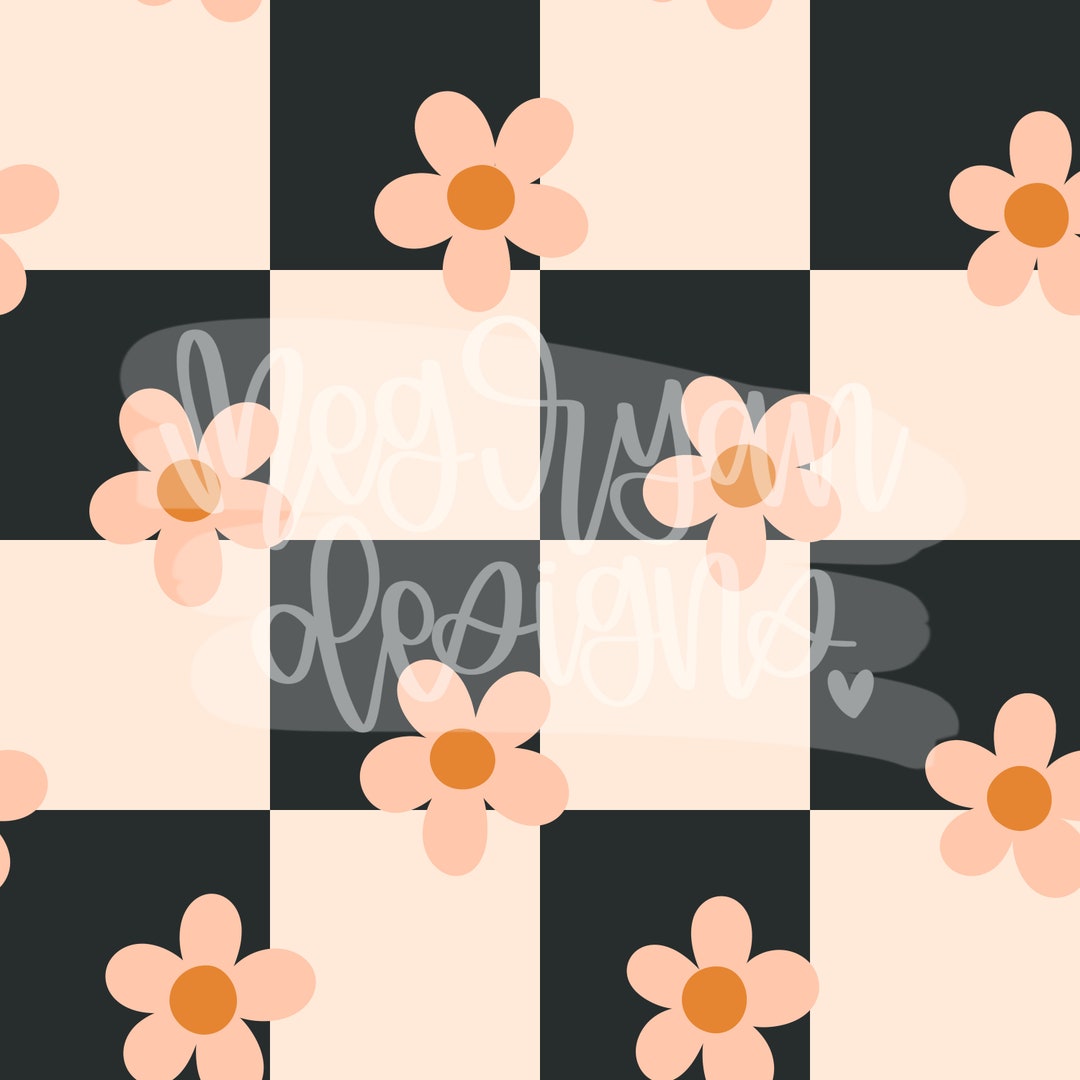 Retro Boho | Retro Checker Flower Pattern | Floral Pattern | Seamless ...