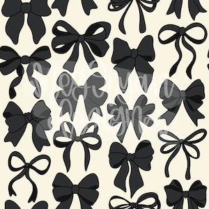 Black Coquette Pattern Bow Pattern Seamless Pattern Repeat Pattern ...