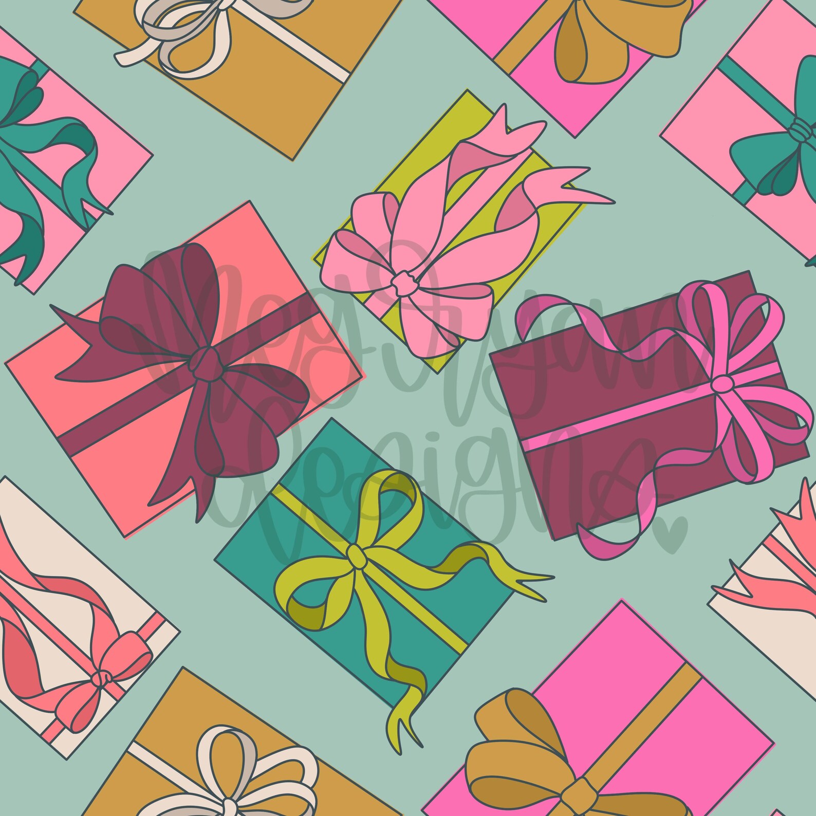 Christmas Coquette Pattern | Bow Pattern | Seamless Pattern | Repeat ...