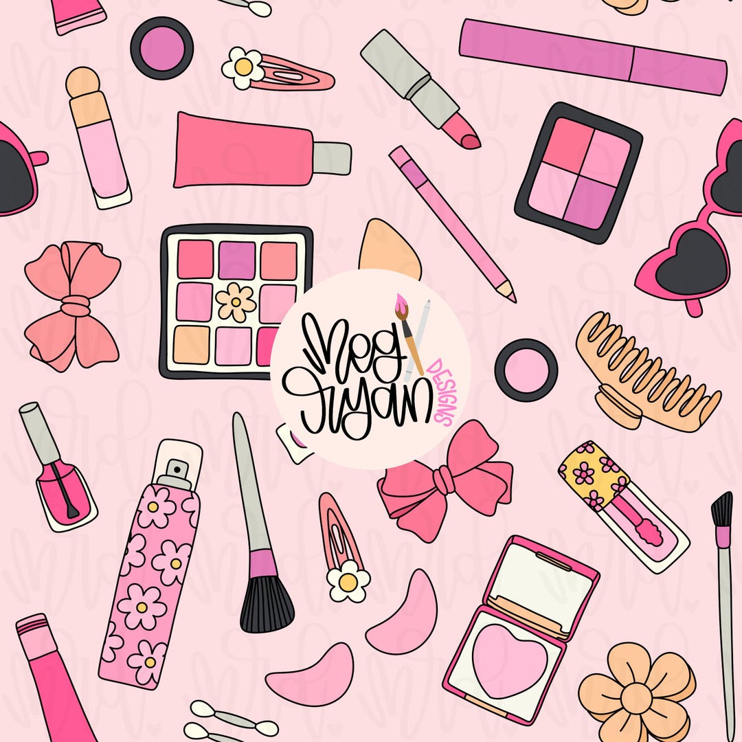 Make up Pattern | Pink Coquette Pattern | Bow Pattern | Seamless ...