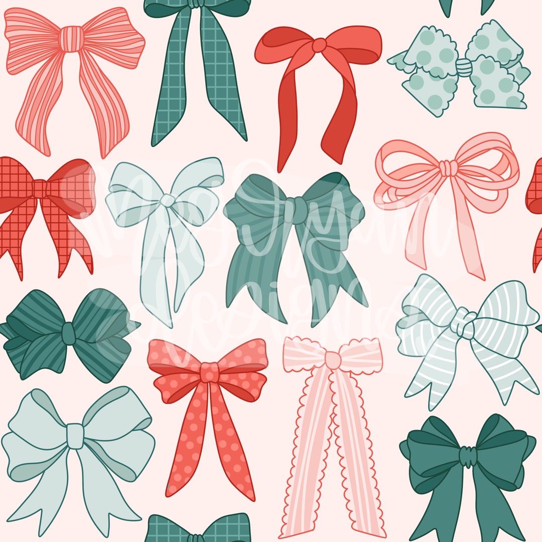 Christmas Coquette Pattern | Bow Pattern | Seamless Pattern | Repeat ...