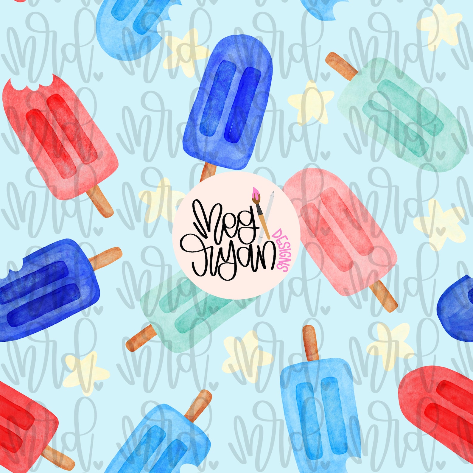 Patriotic Popsicle Pattern | Patriotic Pattern | Fabric Design ...