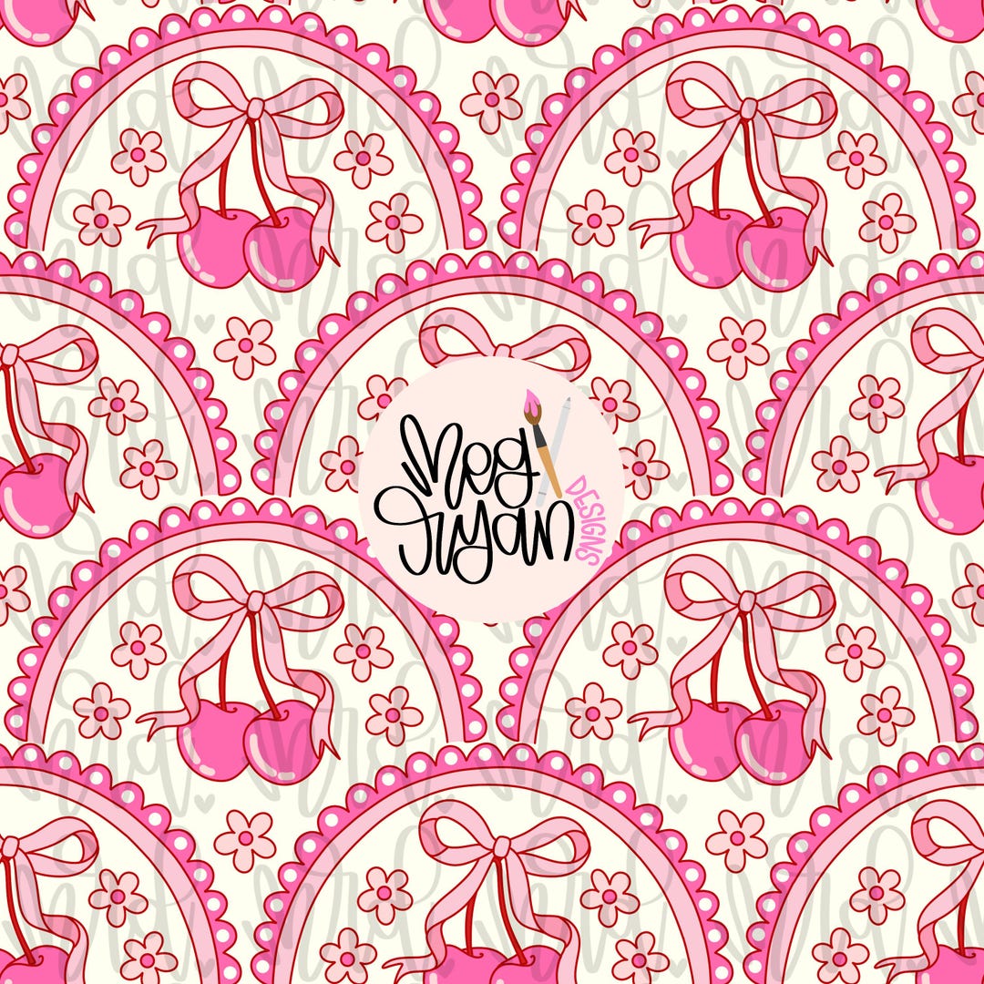 Preppy Cherry Pattern | Coquette Pattern | Scallop Pattern | Seamless ...