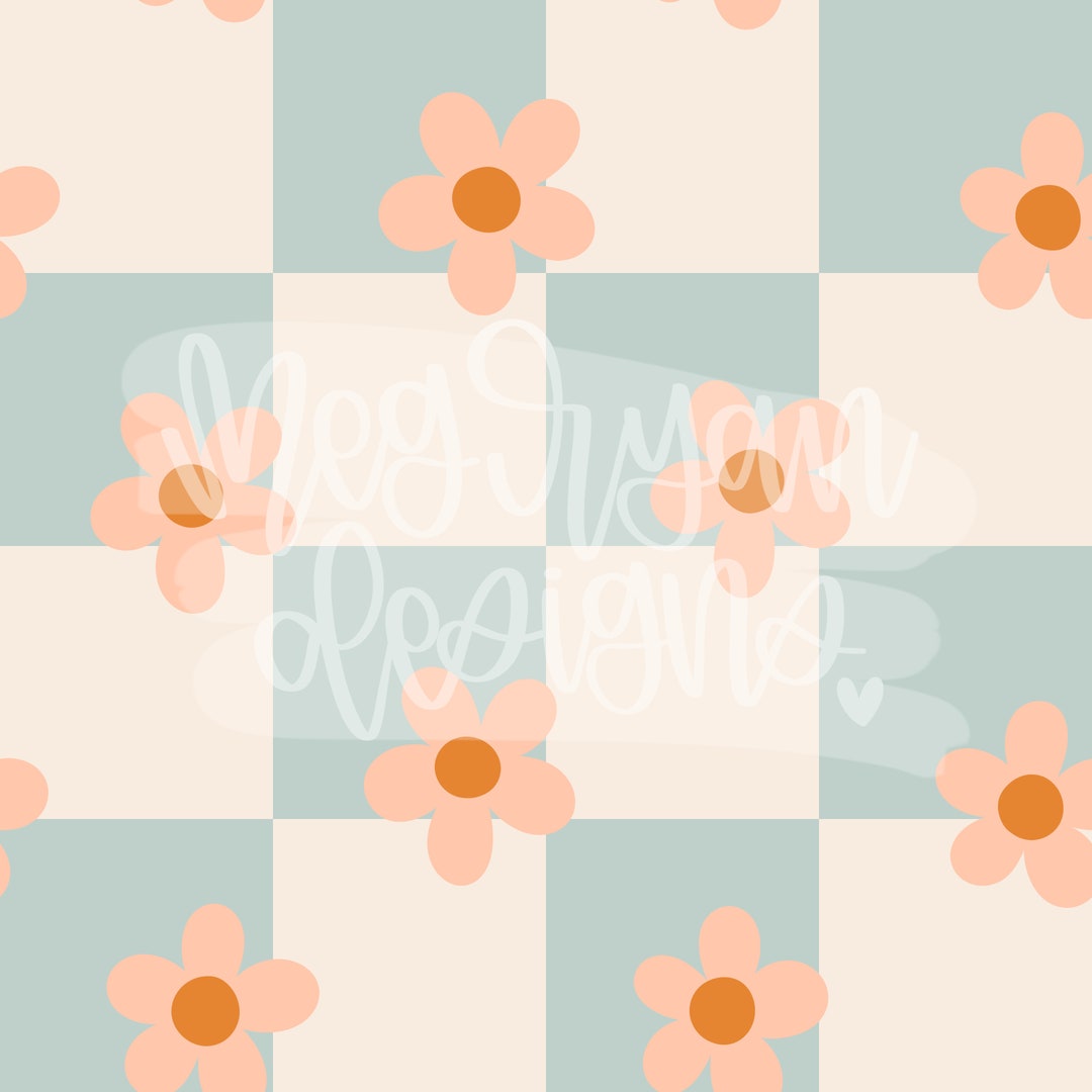 Retro Checker Flower Pattern | Floral Pattern | Seamless Pattern ...