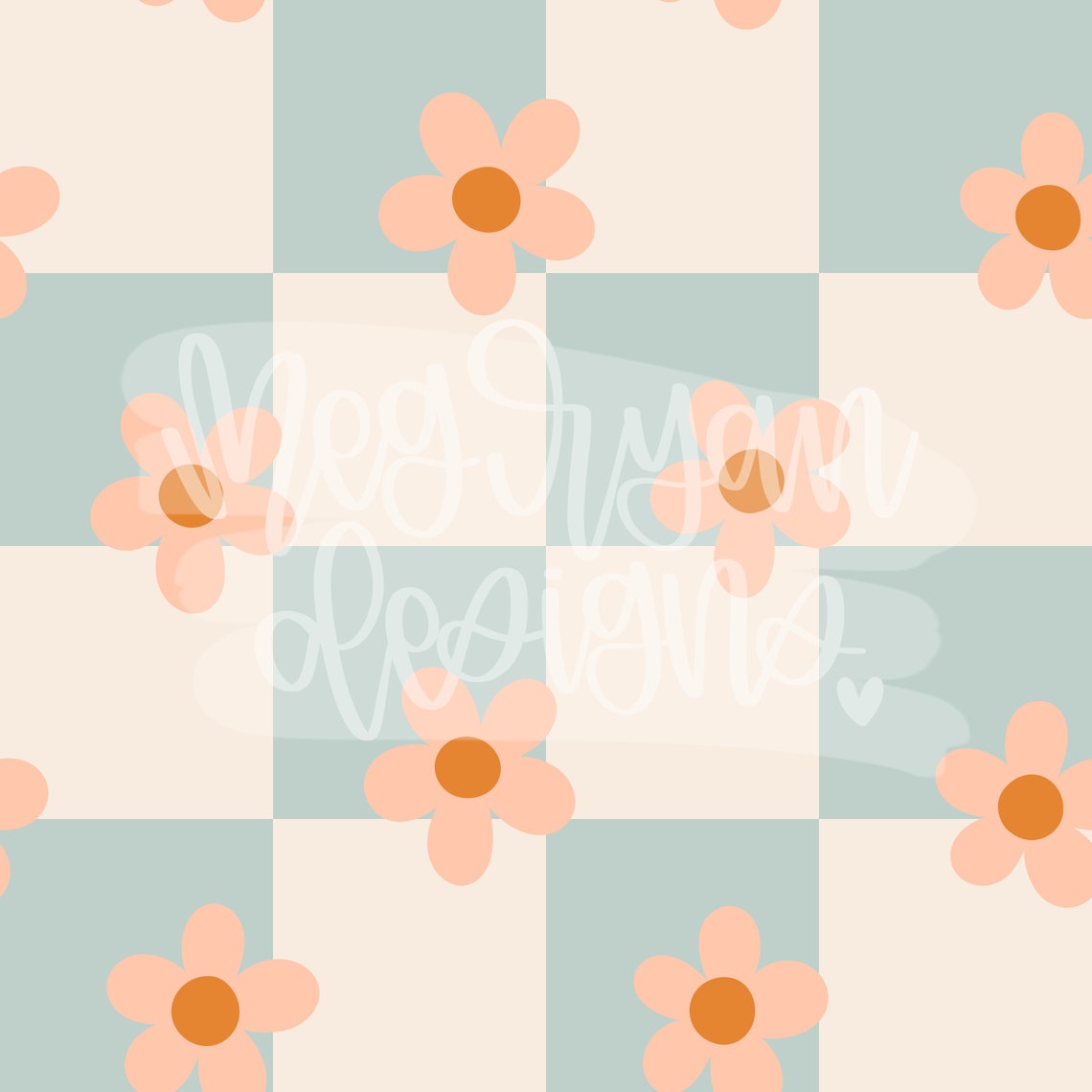 Retro Checker Flower Pattern | Floral Pattern | Seamless Pattern ...