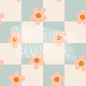 Retro Checker Flower Pattern | Floral Pattern | Seamless Pattern ...