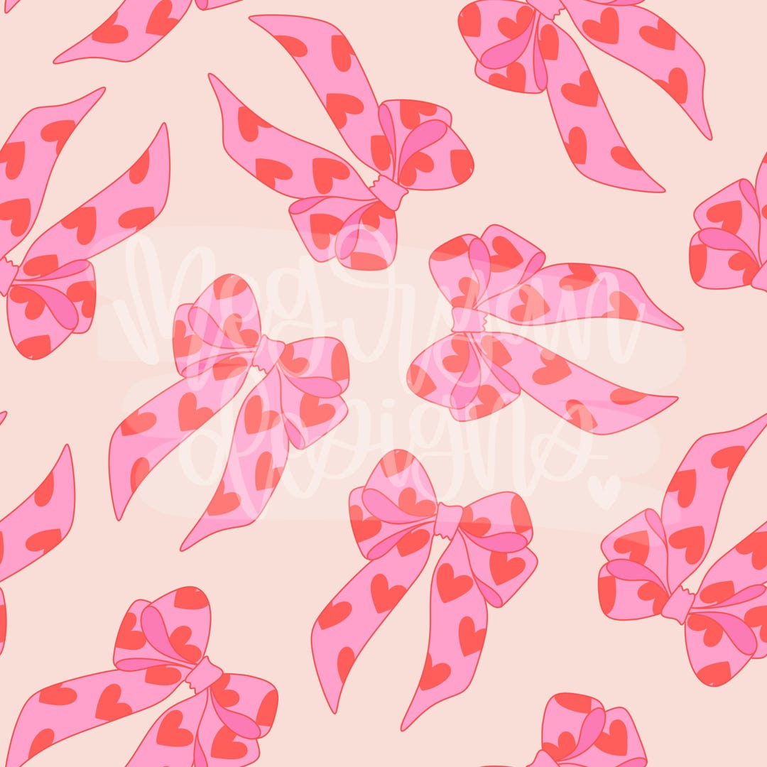 Heart Coquette Pattern | Bow Pattern | Seamless Pattern | Repeat ...