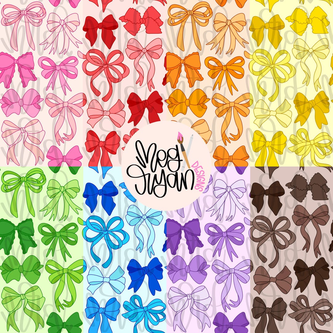 Rainbow Bow Bundle Deal | Coquette Pattern | Bow Pattern | Seamless ...