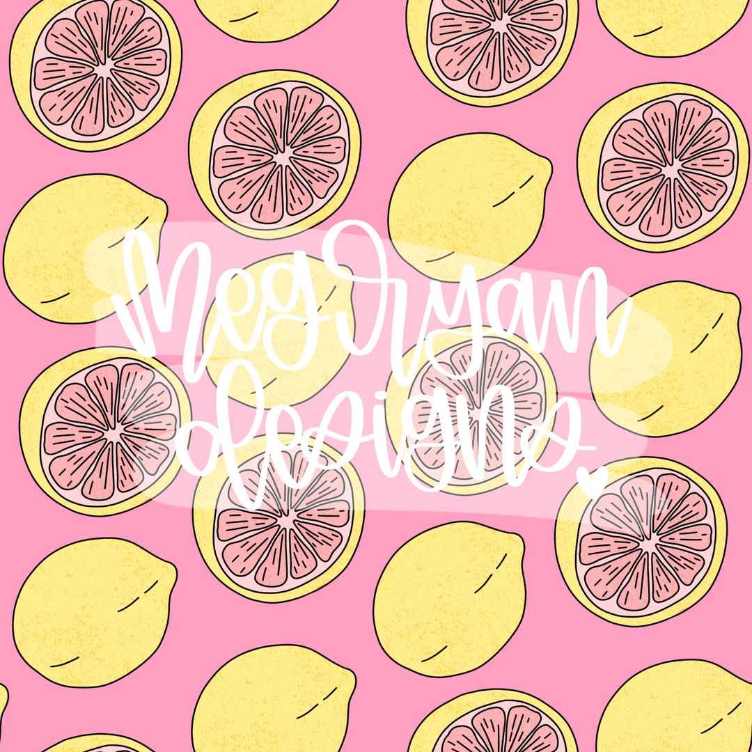 Outlined Pink Lemonade Pattern | Lemon Pattern | Pink Lemonade ...