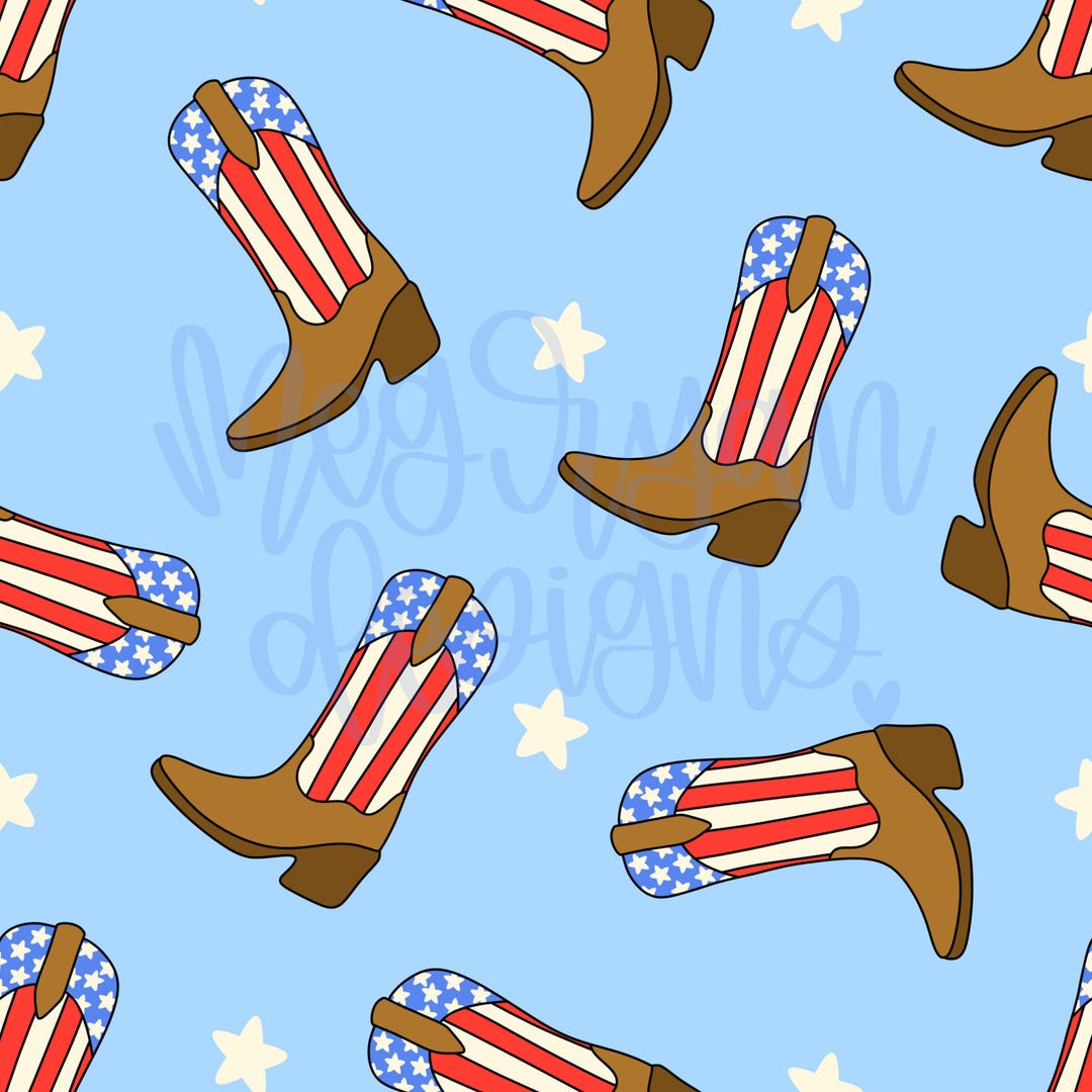 Patriotic Western Pattern | Cowboy Boots Pattern | Bow Pattern ...