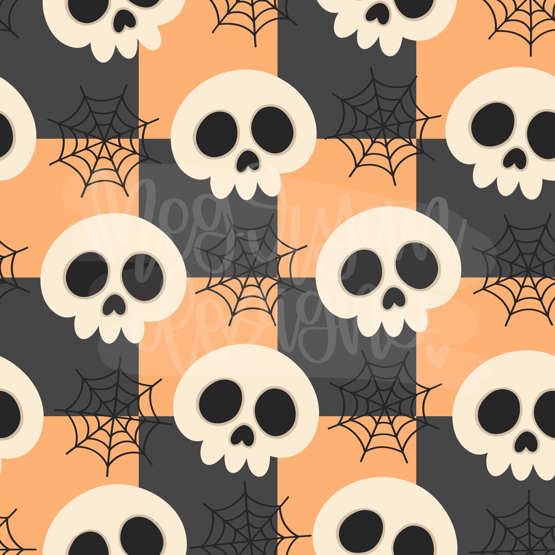 Halloween Seamless PNG | Seamless Pattern | Spooky Pattern | Checkered ...