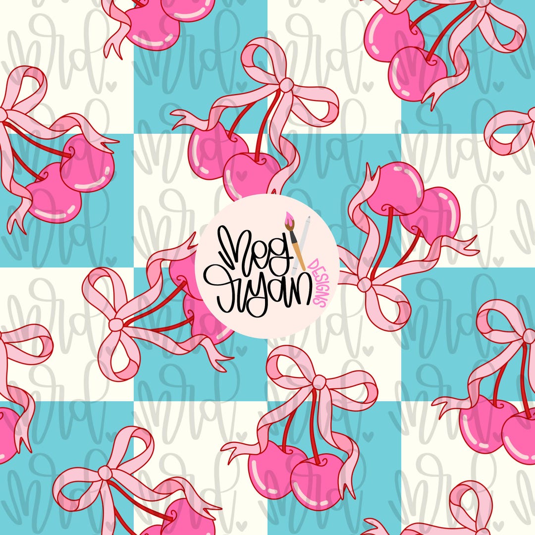 Preppy Cherry Pattern | Checkered Pattern | Seamless Pattern | Repeat ...