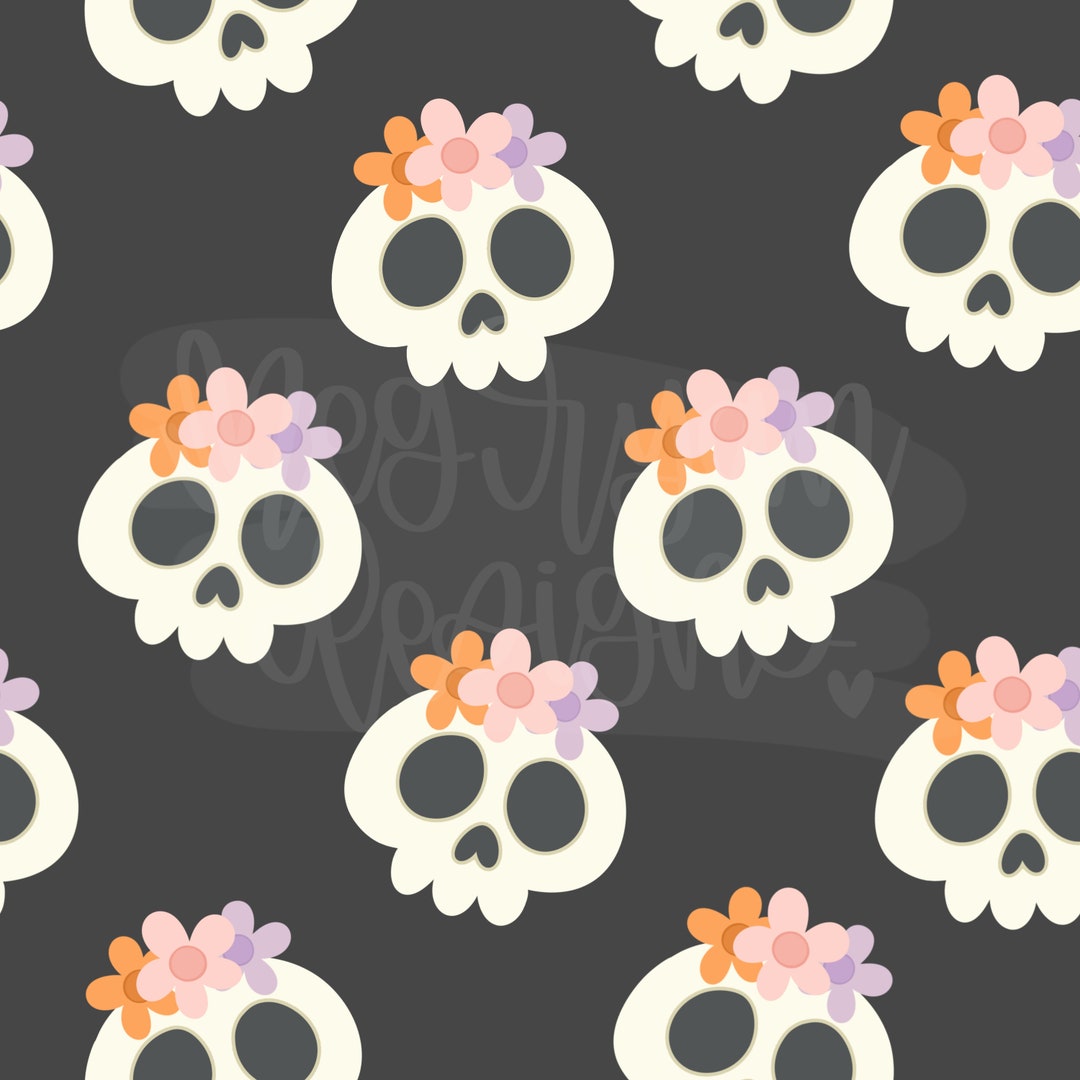 Flower Halloween | Boho Halloween Pattern | Flower Skulls | Seamless ...