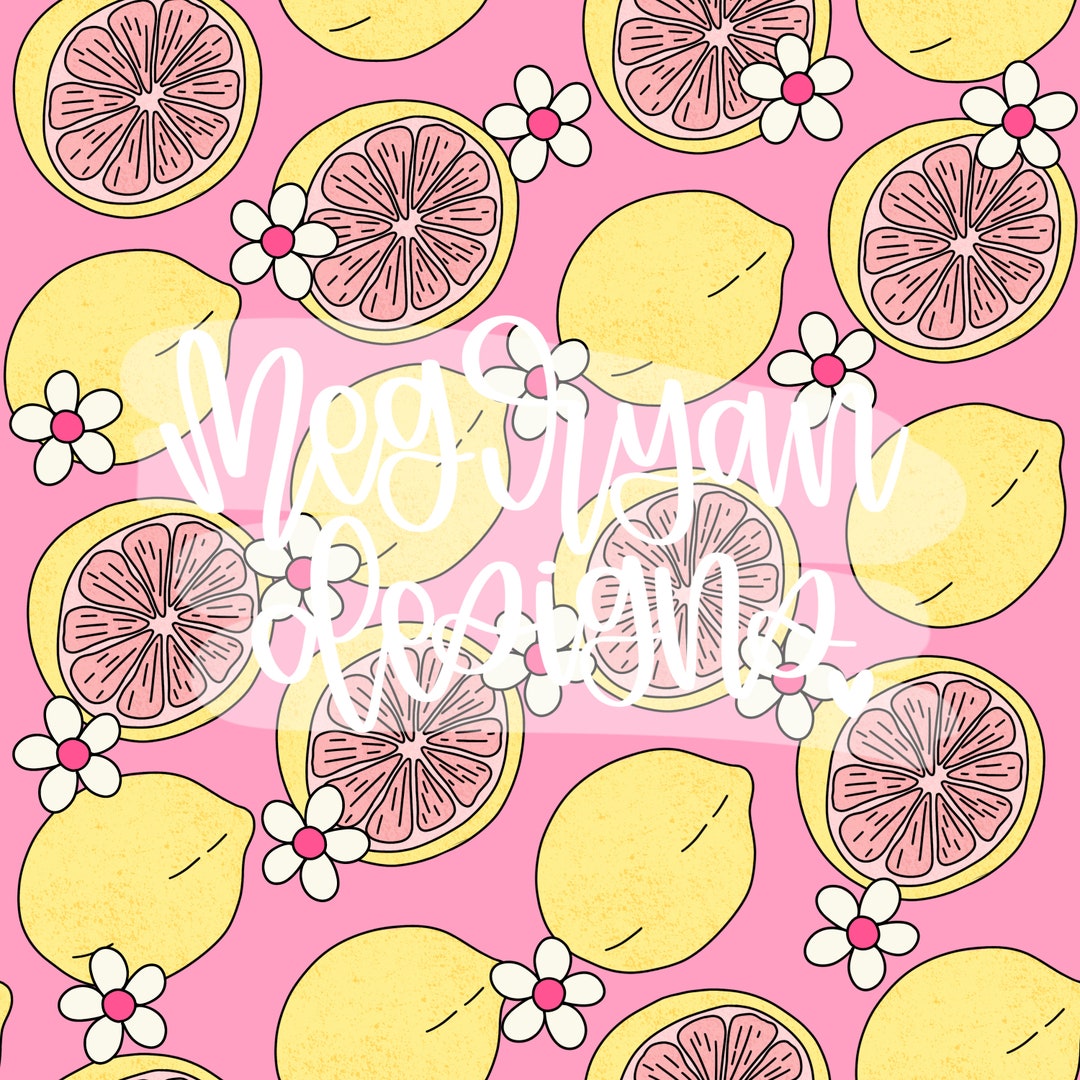 Outlined Floral Pink Lemonade Pattern | Lemon Pattern | Pink Lemonade ...