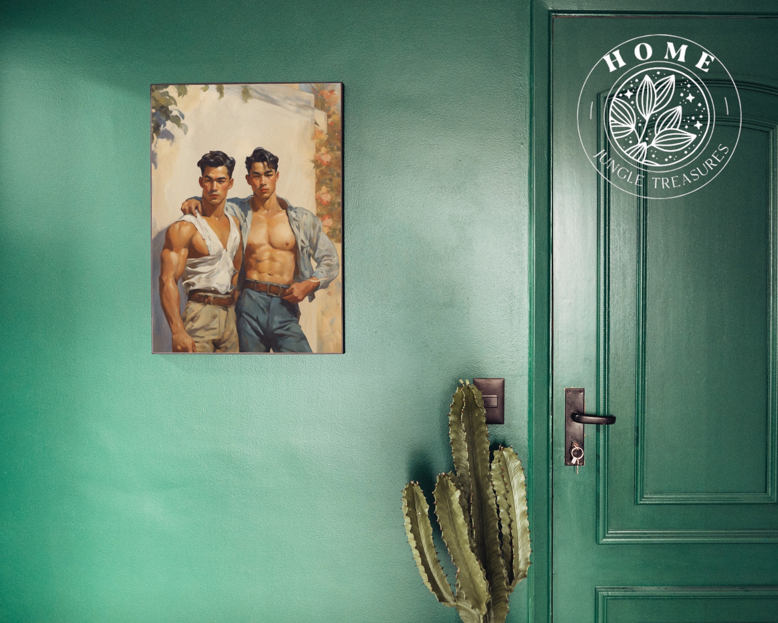Vintage Muscular Male Body Art "the Sunny Day", Muscle Men Poster as ...