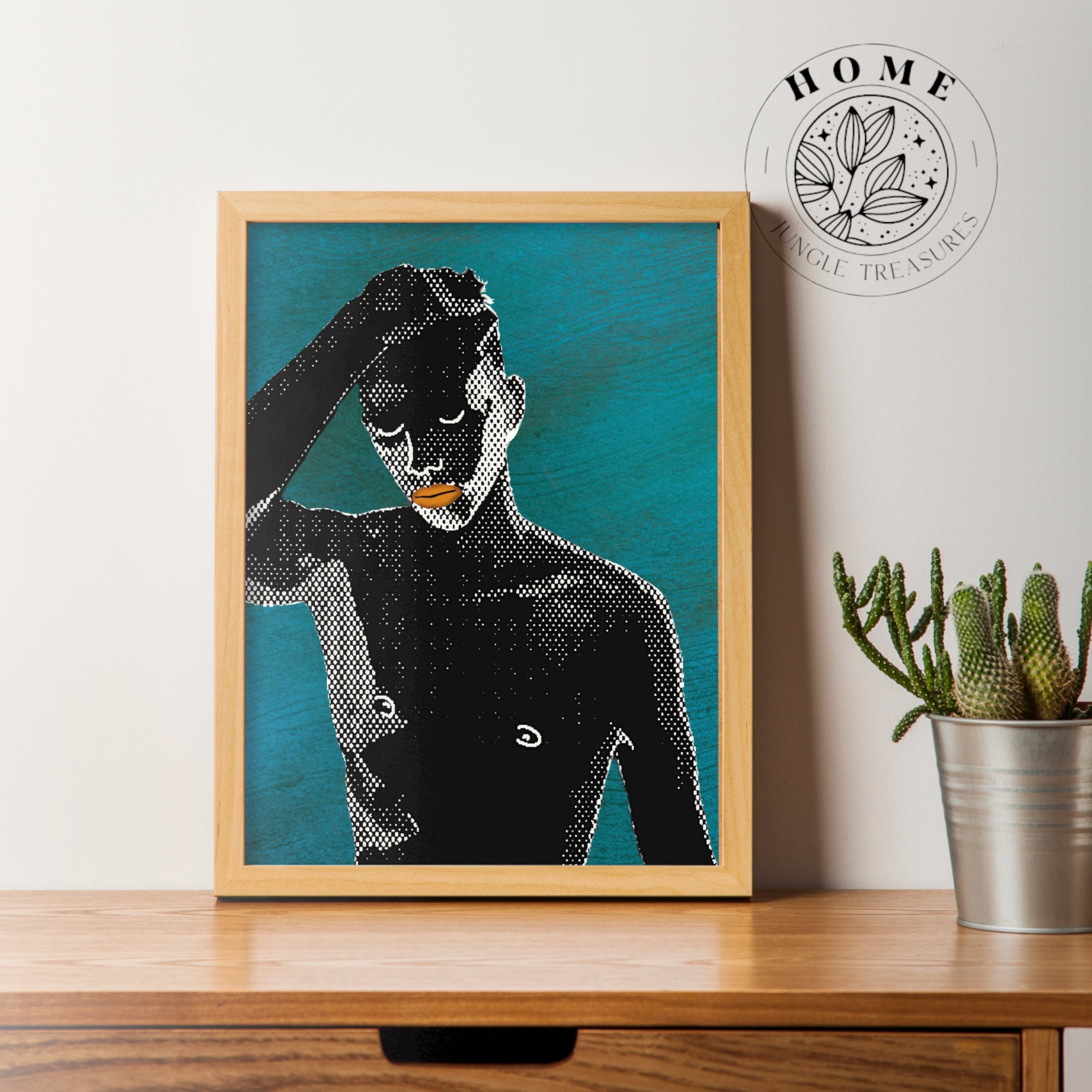 Abstract Male Body Art Blue Male Poster Digital Wall Art Nude Male ...