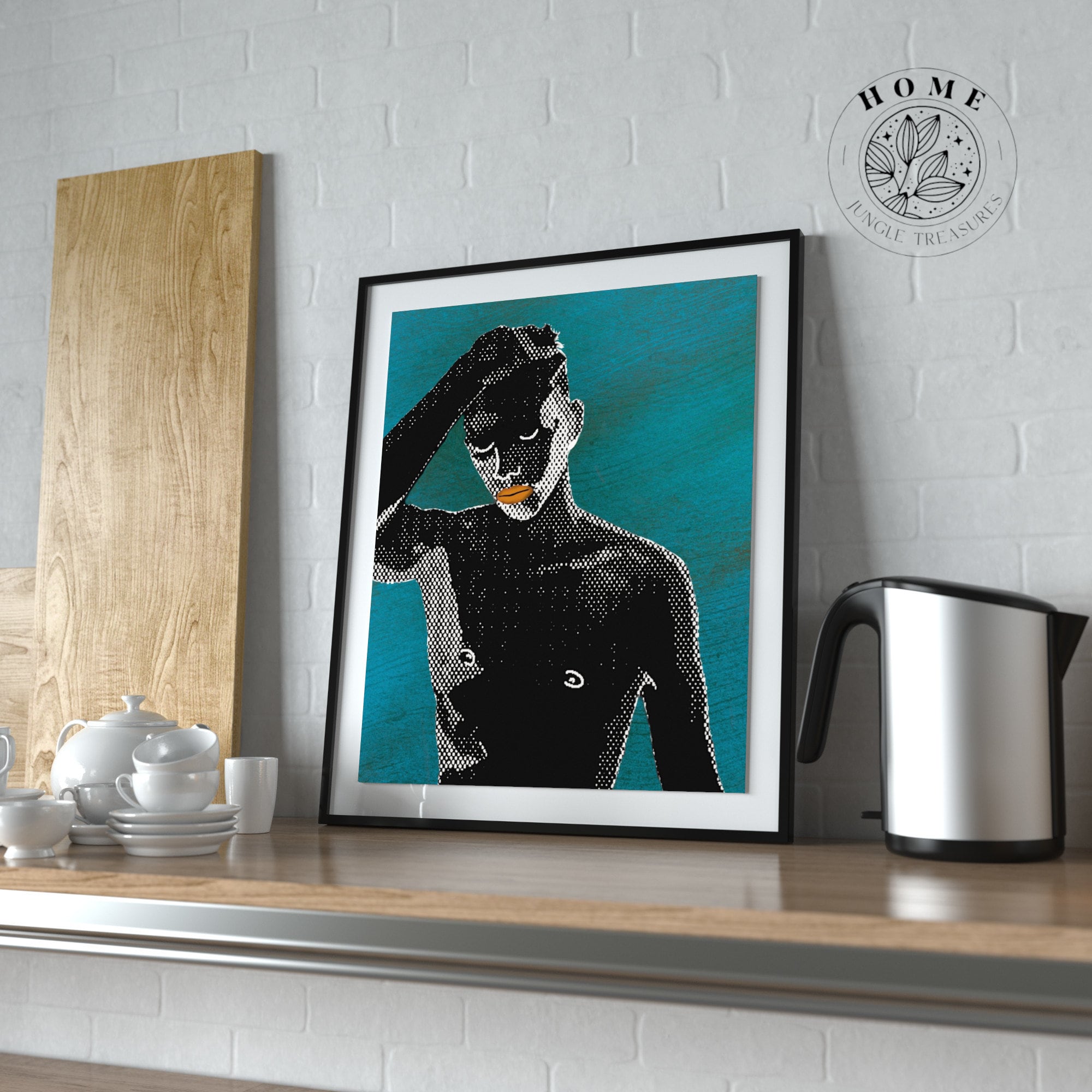 Abstract Male Body Art Blue Male Poster Digital Wall Art Nude Male ...