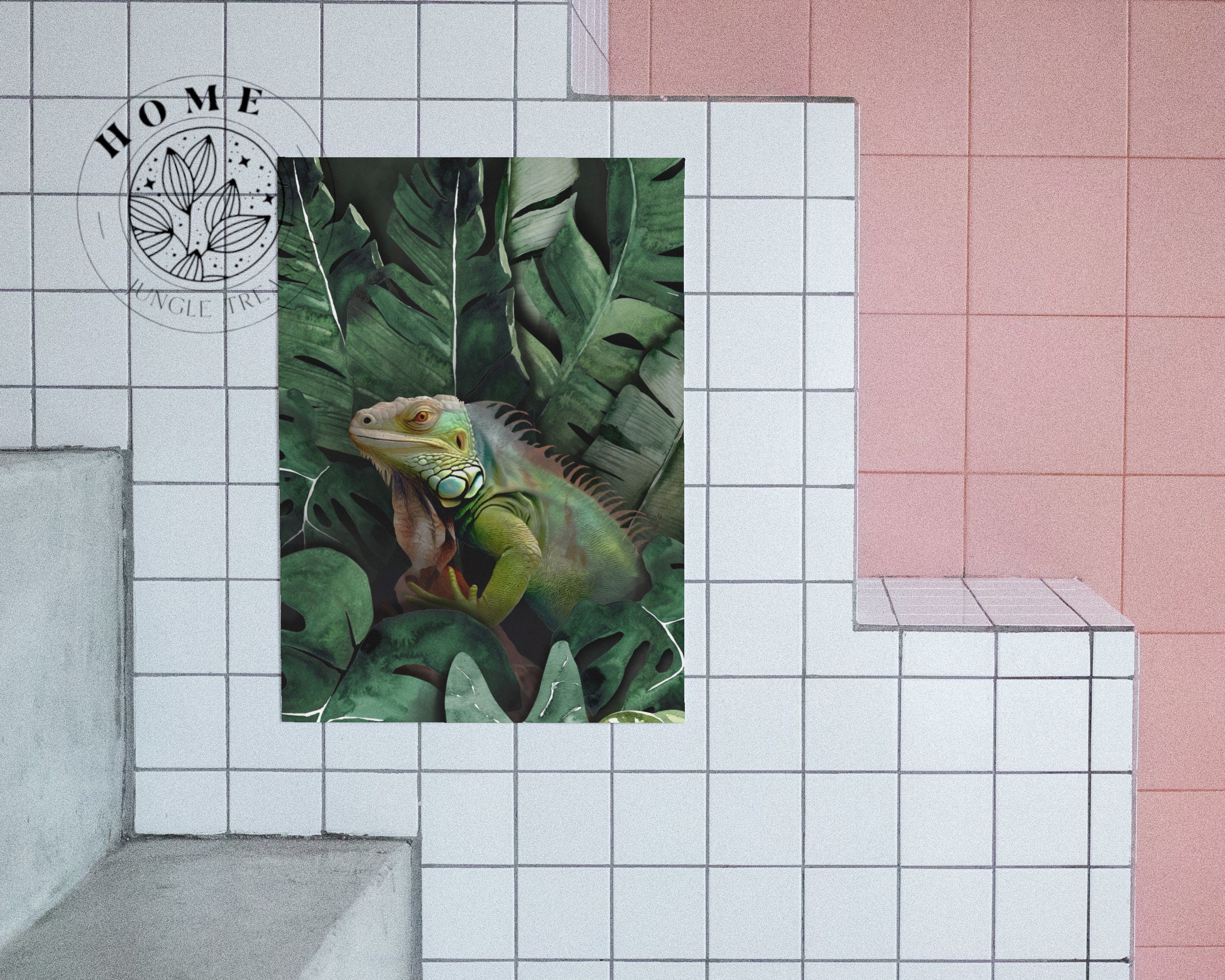 Poster rainforest Iguana, Jungle Artwork for Boho Living Room, Perfect ...
