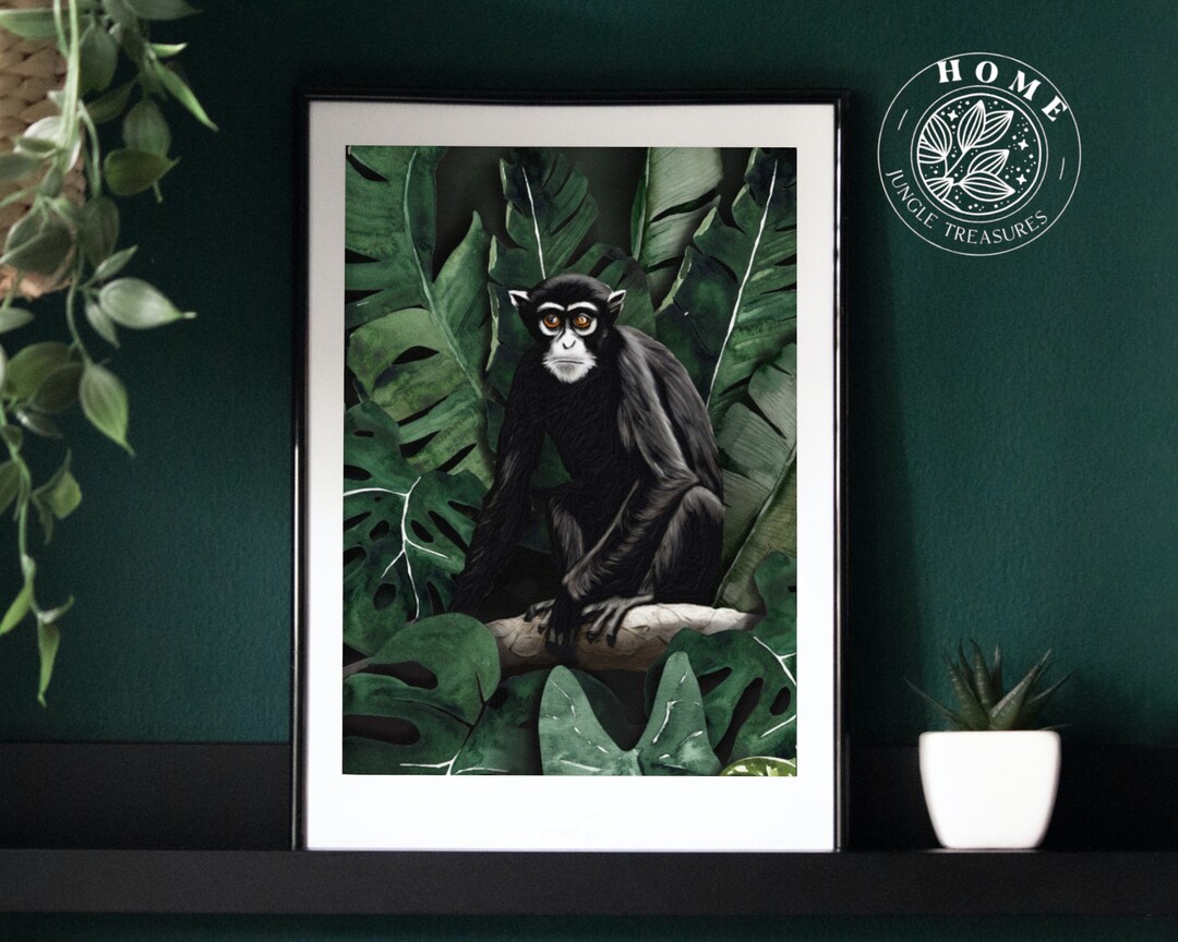 Spider Monkey Painting Printable Poster or Postcard, Tropical Art Print ...