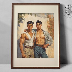 Vintage Male Body Art (set of 4), Muscle Men Poster as Printable Wall ...