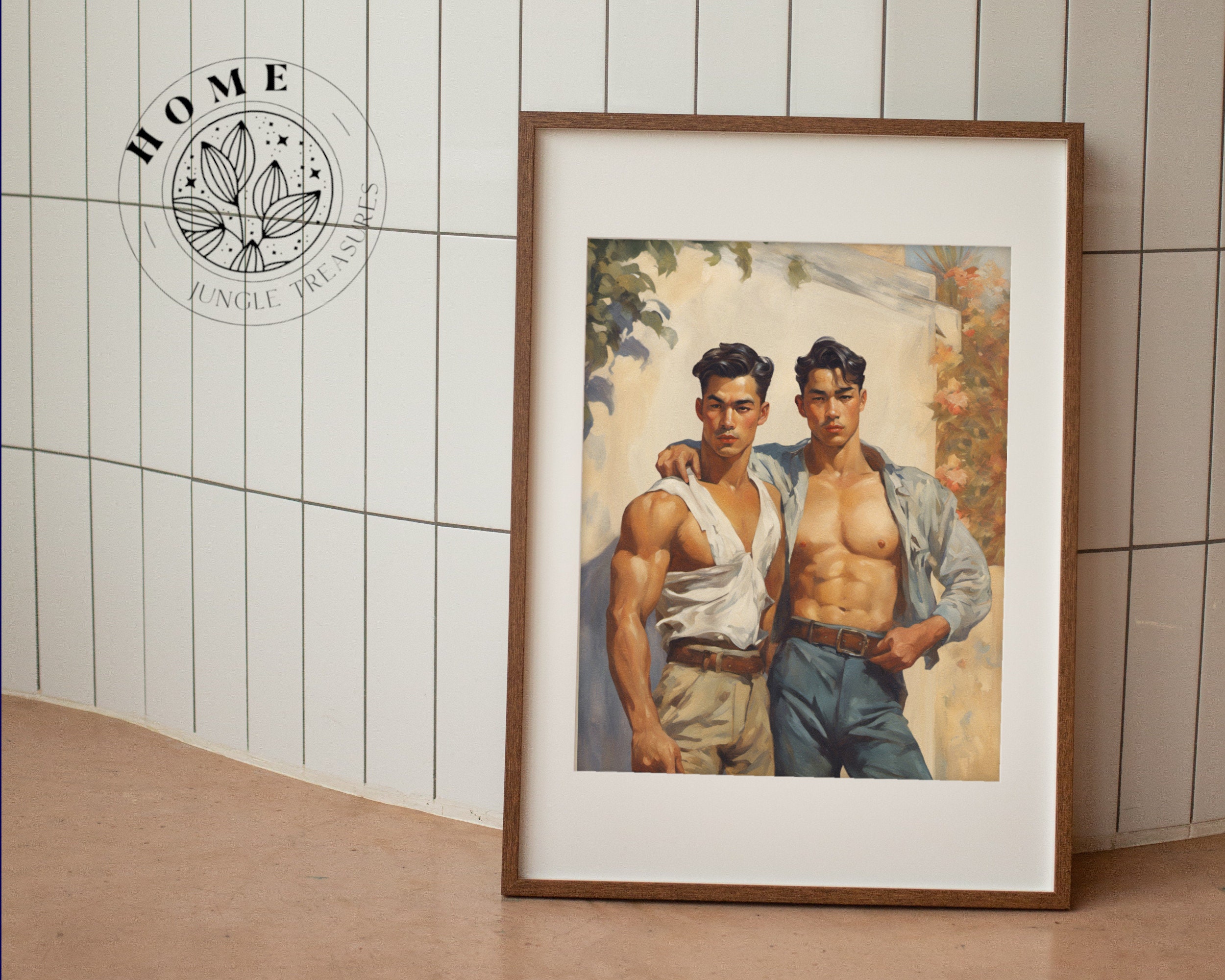 Vintage Muscular Male Body Art "the Sunny Day", Muscle Men Poster as ...