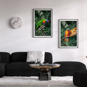 Tropical Birds Printable Set of 2 Posters | Colorful Parrot Wall Art ...