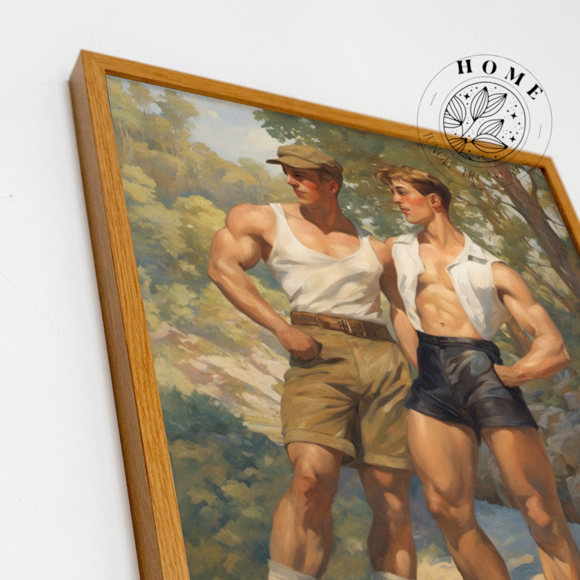 Vintage Muscular Male Body Art scouting the Land, Muscle Men Poster or ...